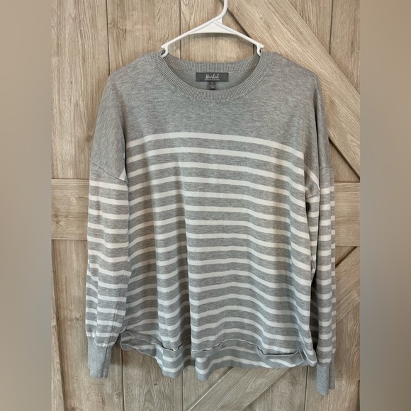 Marled | Sweaters | Euc Xxl Marled Grey And White Stripe Sweater Bust ...
